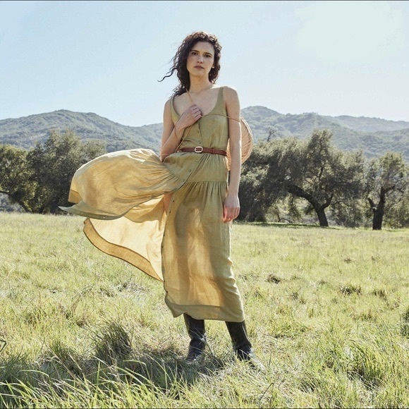 Doen | Dresses | Doen Avalon Avocado Green Ramie Cotton Maxi Button Up ...